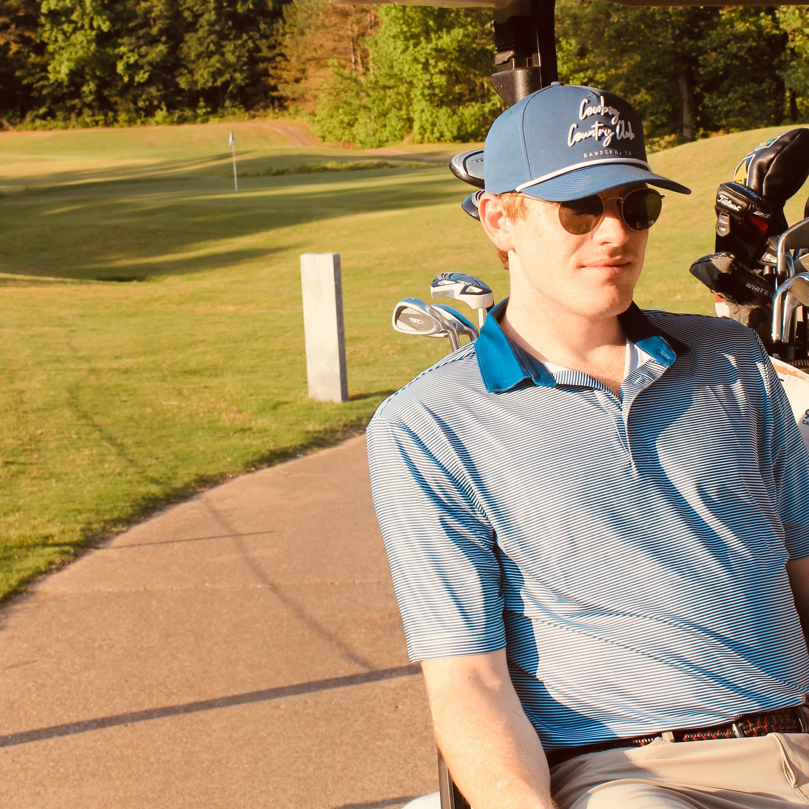 Adjustable Cursive Roped Navy Hat | Golf